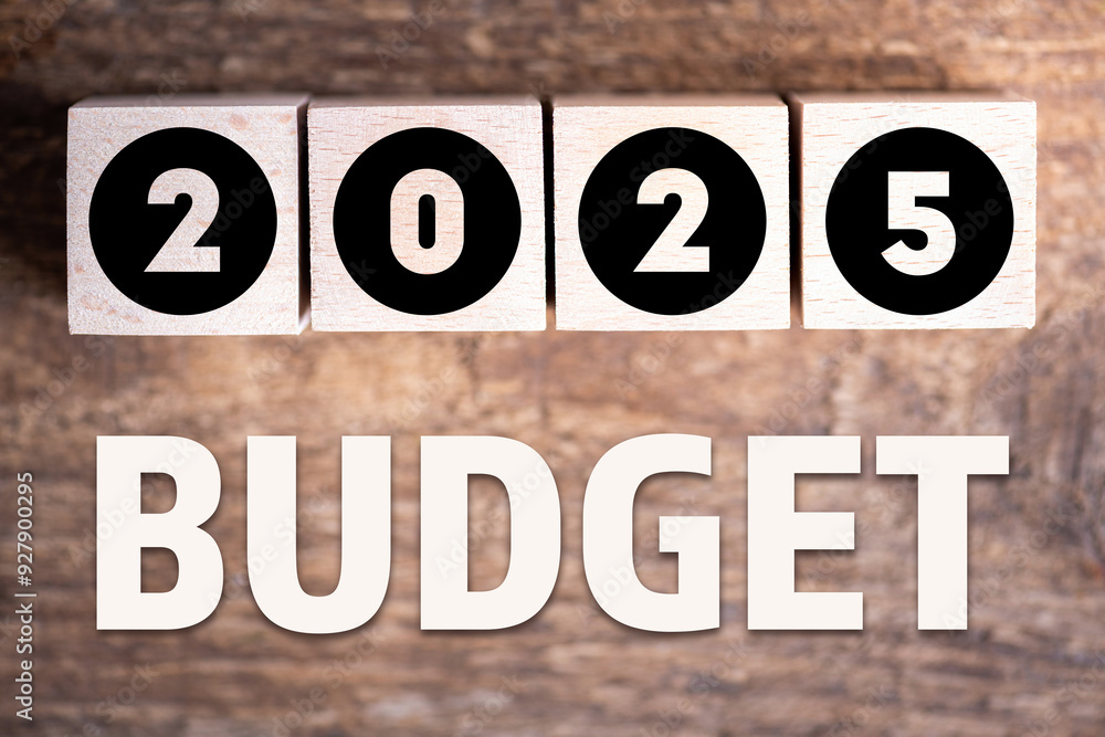 Budget 2025 new year on wooden blocks and office business concept ...