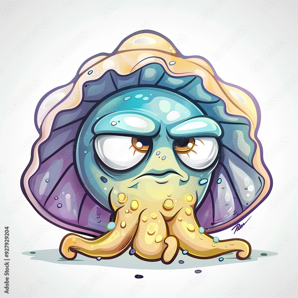 Clam Disgust emotion fantasy animal cartoon isolated whitebackground ...