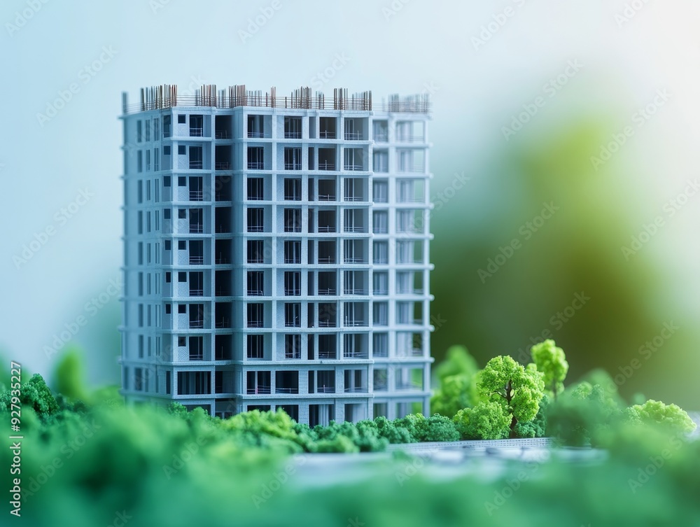 Miniature residential building under construction for real estate ...