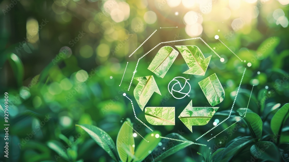 Circular economy icons on a nature background represent future business ...