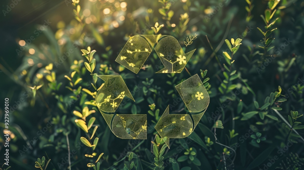 Circular economy icons on a nature background represent future business ...