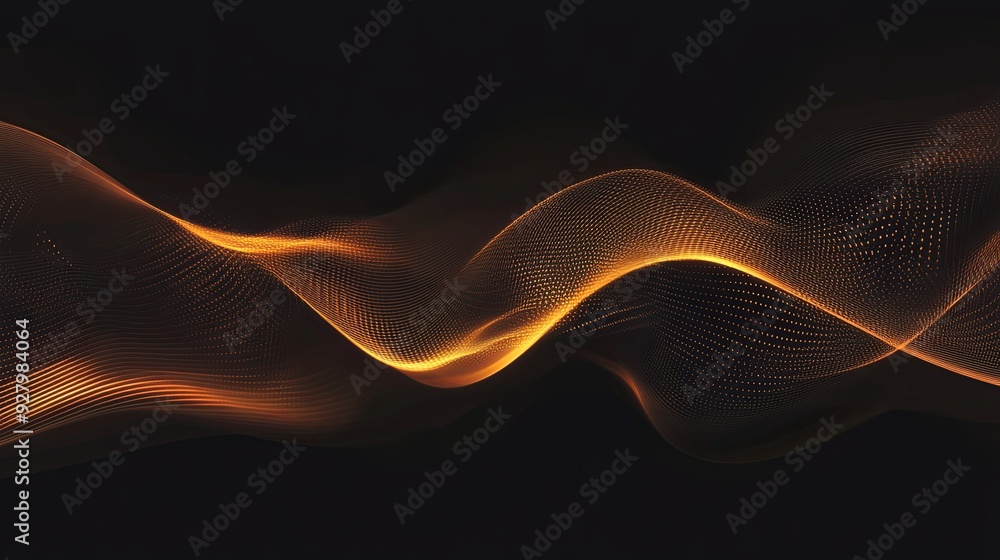 Technical vector art featuring orange wavy lines on a black background ...