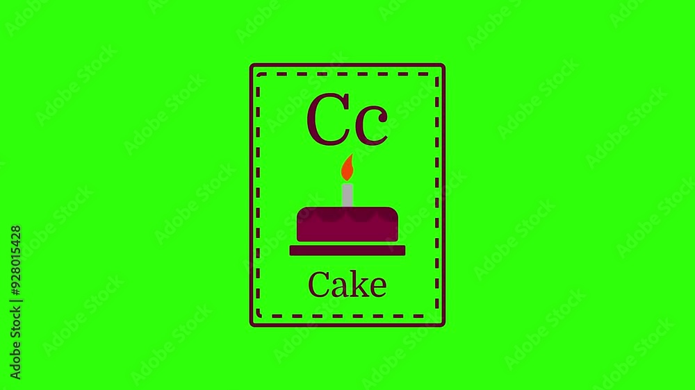 Letter c for cake 2d cartoon style card for little kids animation on ...