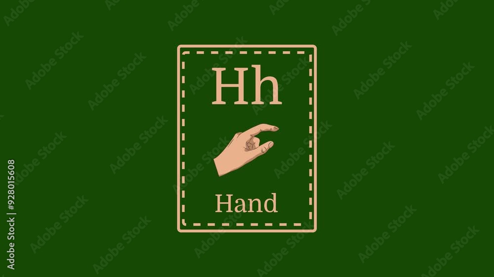 Letter h for hand 2d cartoon style card for little kids animation on ...