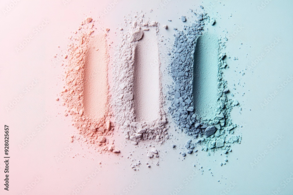 Three swatch smears of light and dark color cosmetic loose powder for ...