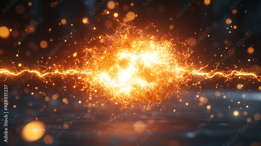 3D rendering of lightning strikes amid psychedelic colors and fluid ...