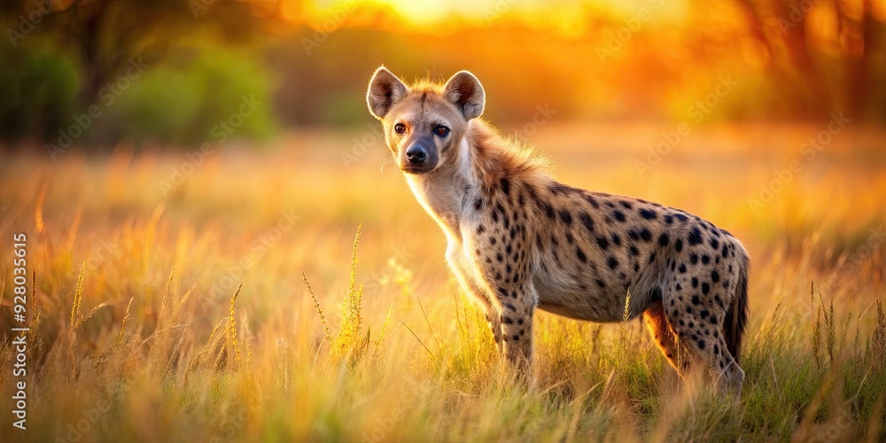 Spotted hyena in a vibrant African wildlife art collection, spotted ...