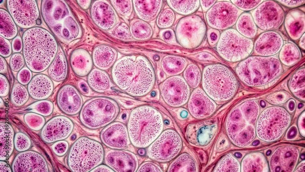Histological view of rat spleen tissue under a microscope, rat spleen ...