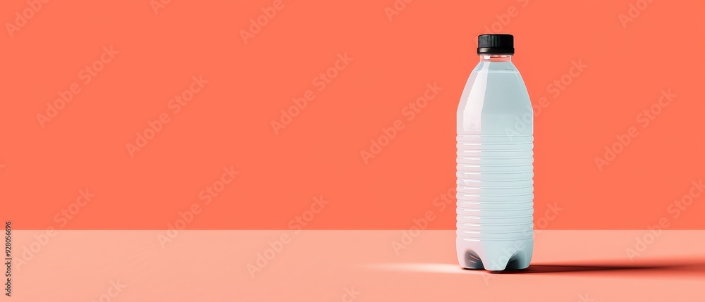 A water bottle with a plain background, basic shapes, minimalist style ...