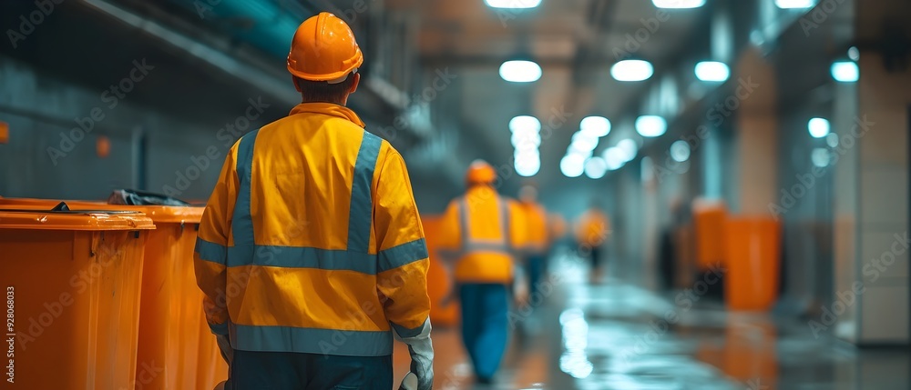 Sanitation Workers Maintaining Health Safety in Industrial Facility ...