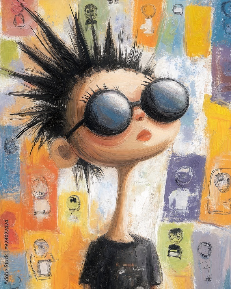 cartoon boy sunglasses despicable black bangs flax inspiring hair tied ...