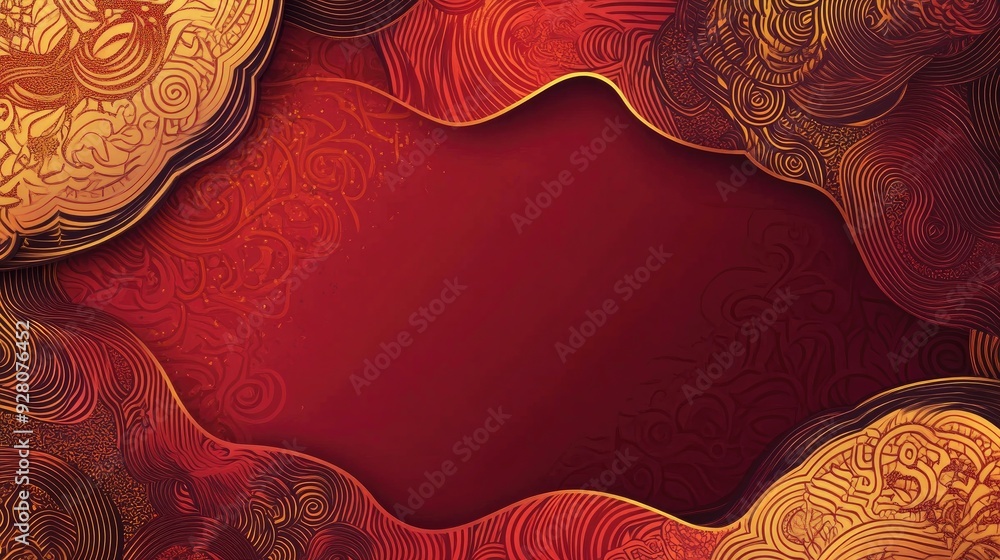 Abstract red and gold background with swirl patterns. Stock ...