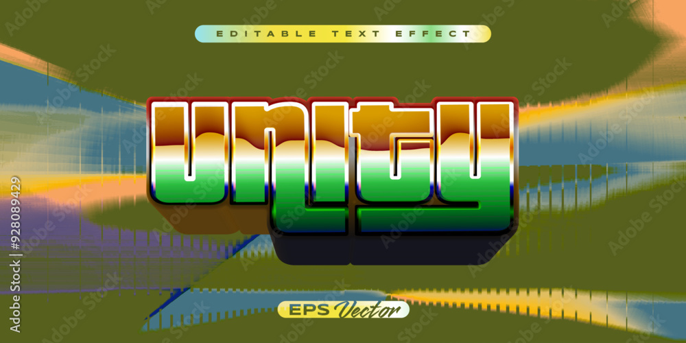 Editable Y2K retro text effect with futuristic 80s classic style unity ...
