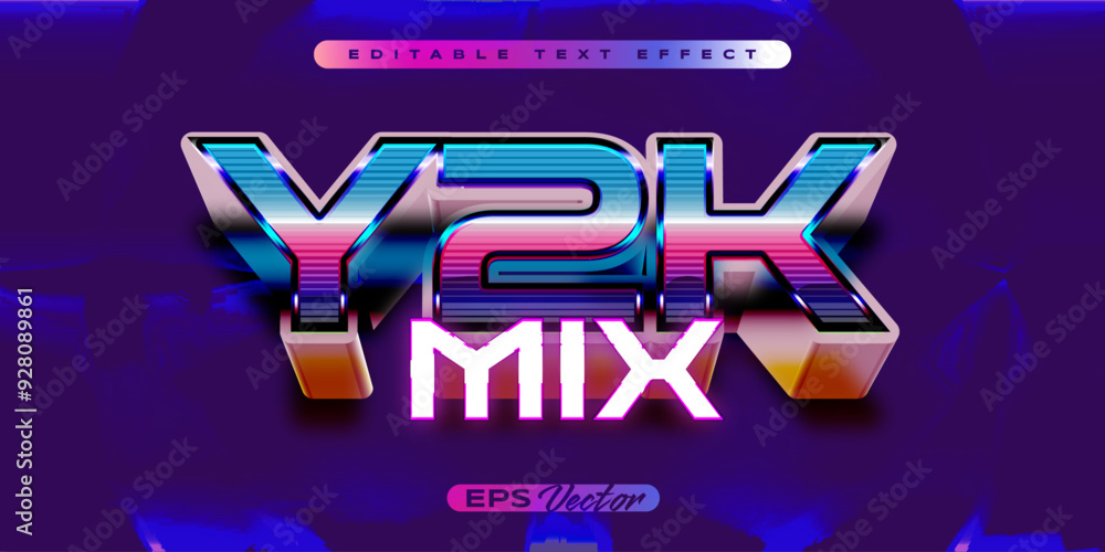 Editable Y2K retro text effect with futuristic 80s classic style mix ...