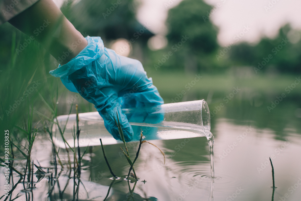 The outdoor researcher used a tube to collect water from nature ...