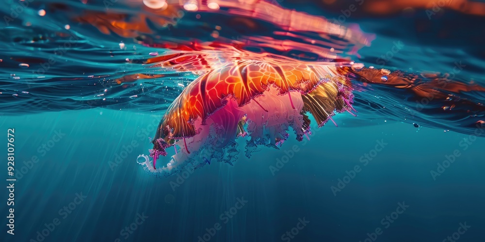 Portuguese Man o War Physalia Drifting Serenely on the Ocean Surface ...