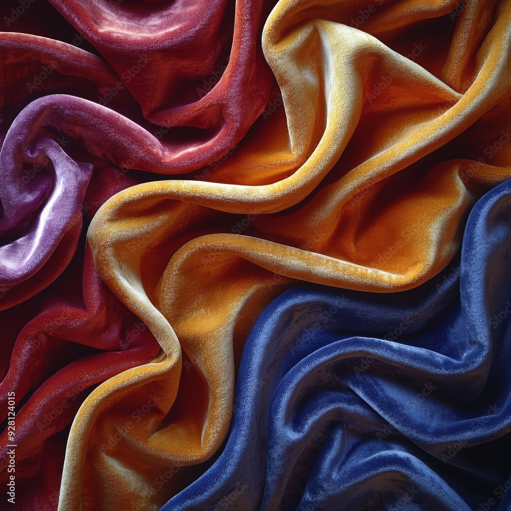 Vibrant and luxurious fabric texture showcasing an elegant mix of rich ...