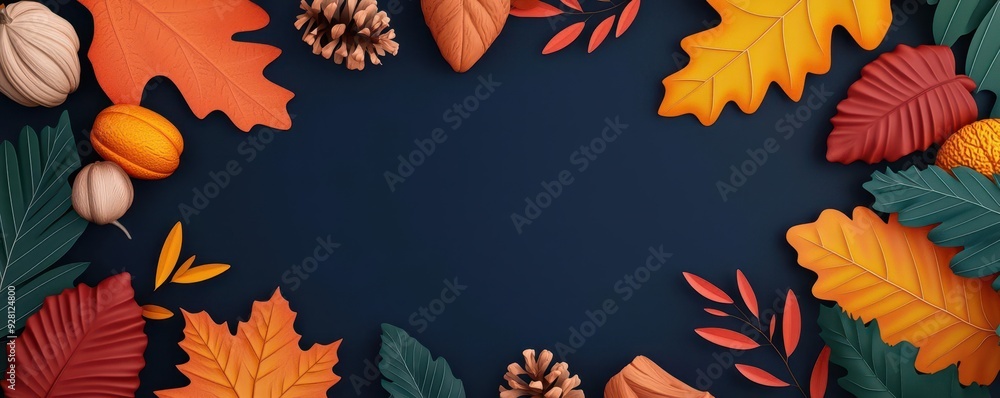 Fall clearance frenzy flat design, top view, forest theme, 3D render ...