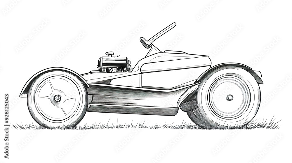 Classic Push Lawn Mower with Sleek Design: Featuring a Rectangular Body ...