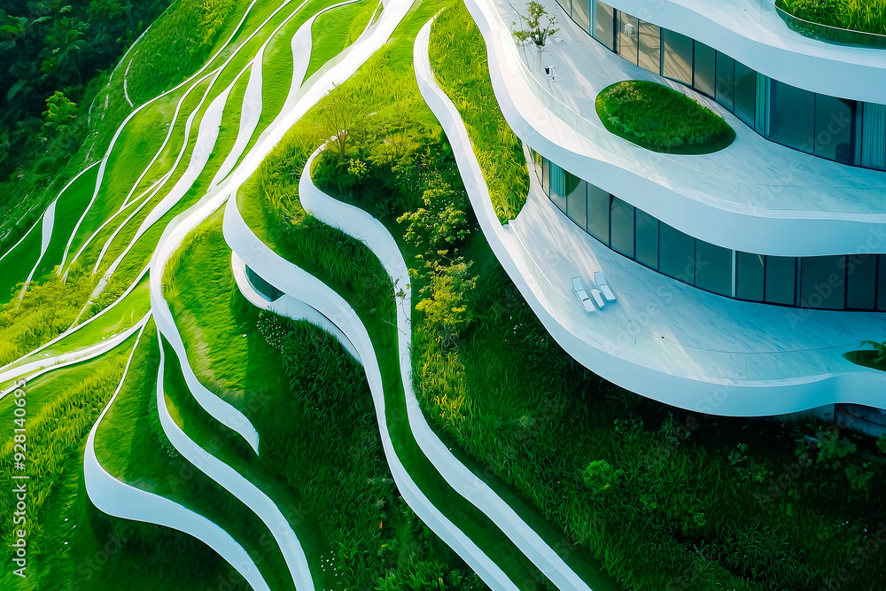 Eco Concept Futuristic agronomy Project ecology green earth. Terraced ...