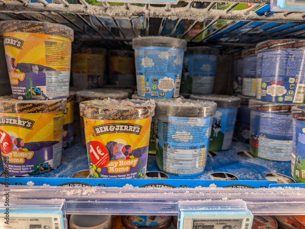 France, 10 August 2024: Ben & Jerry's ice cream containers in ...