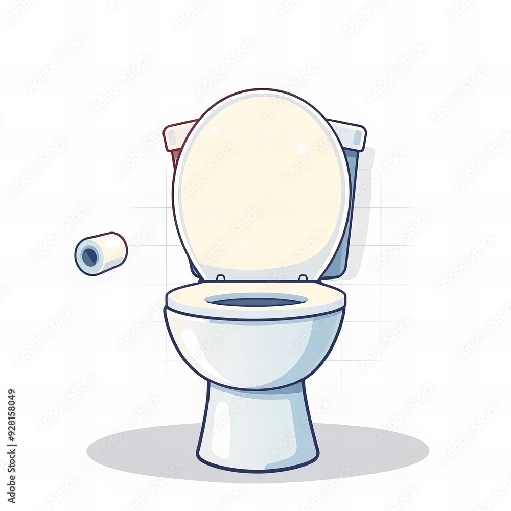 cartoon illustration of a toilet with a toilet paper roll in the tank ...