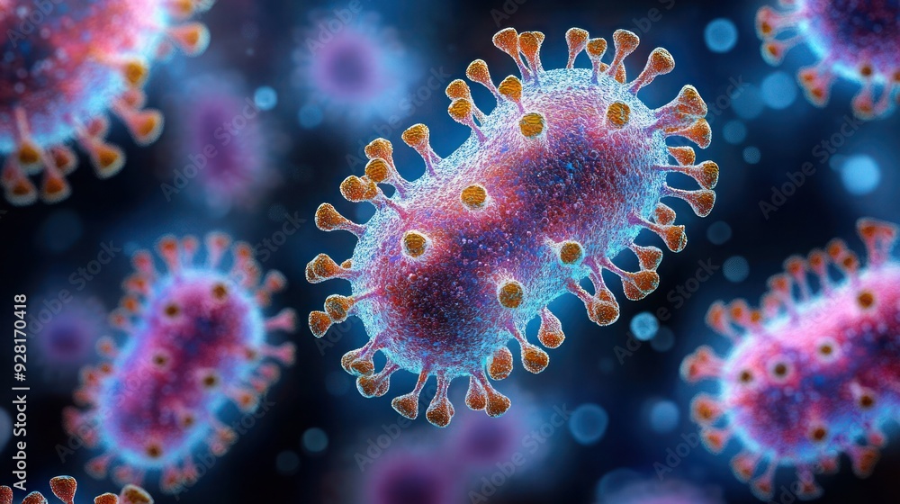 Mpox (monkey pox) virus, Monkeypox viruses, pathogen closeup ...