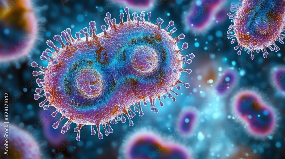 Mpox (monkey pox) virus, Monkeypox viruses, pathogen closeup ...