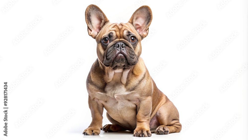Adorable French Bulldog sits calmly, showcasing its unique physical ...