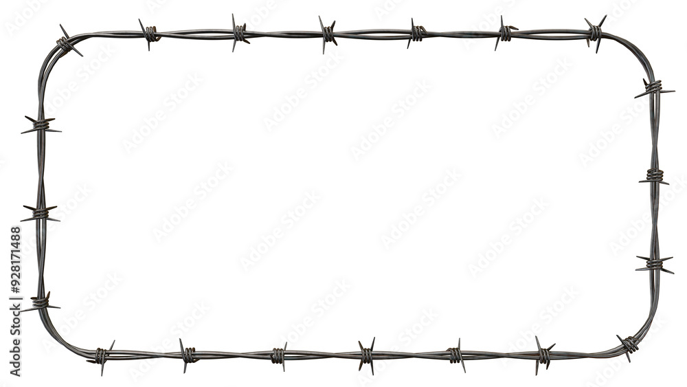 Razor Wire Silhouettes and Barbed Wire Metallic Border Elements on ...