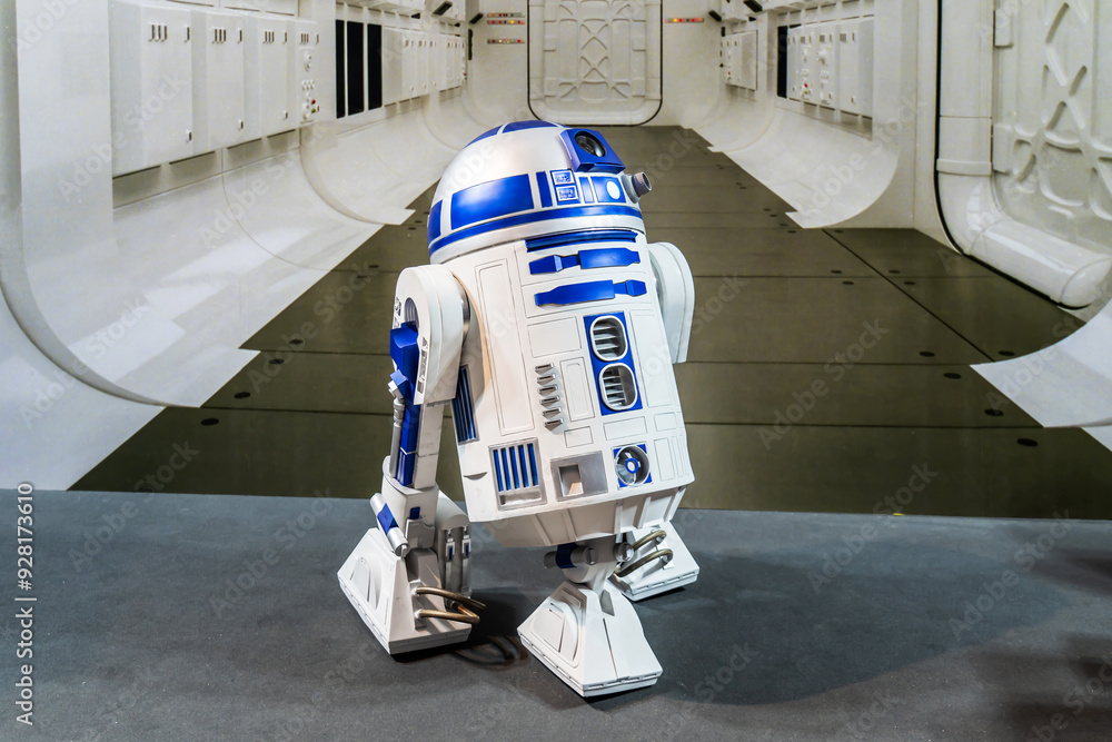 BANGKOK, THAILAND, 15 Aug 2024 - the character of R2D2 from Star Wars: The Last Jedi; R2D2 is a ...