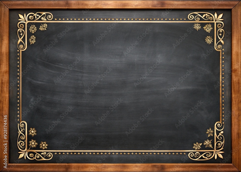 Blank chalkboard menu board template with decorative borders and space ...