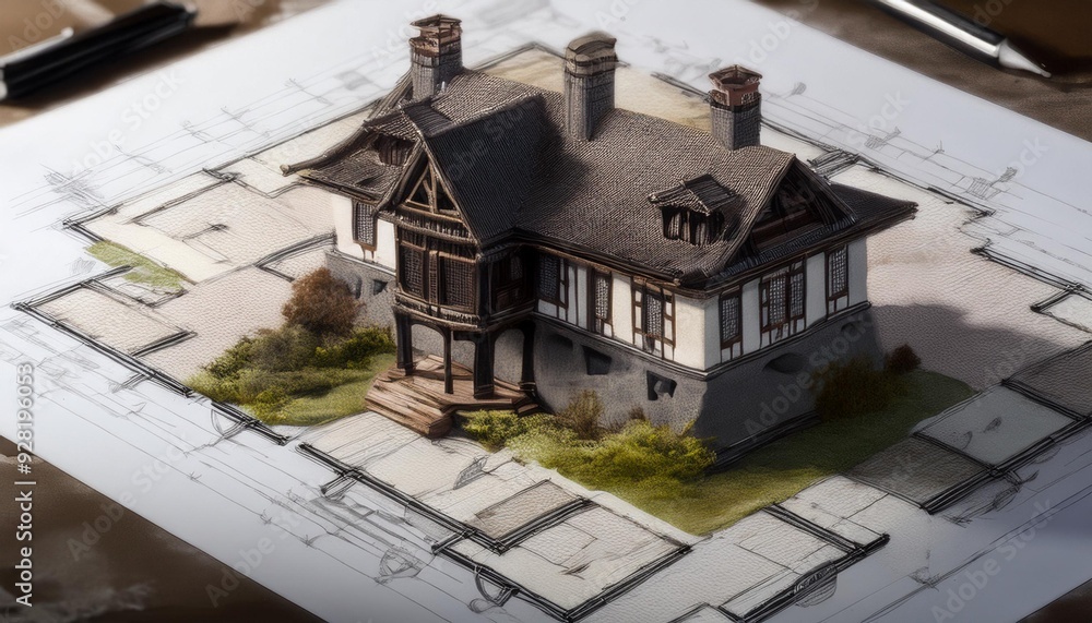 house on the hill, chinese temple in the morning, house on the floor ...