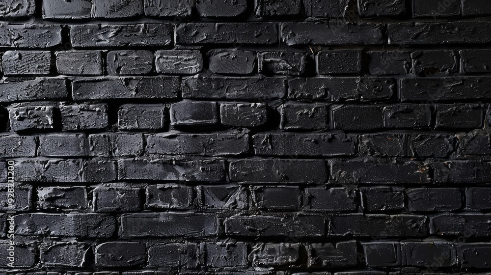 Unfinished black brick wall texture in an empty basement - close-up of ...