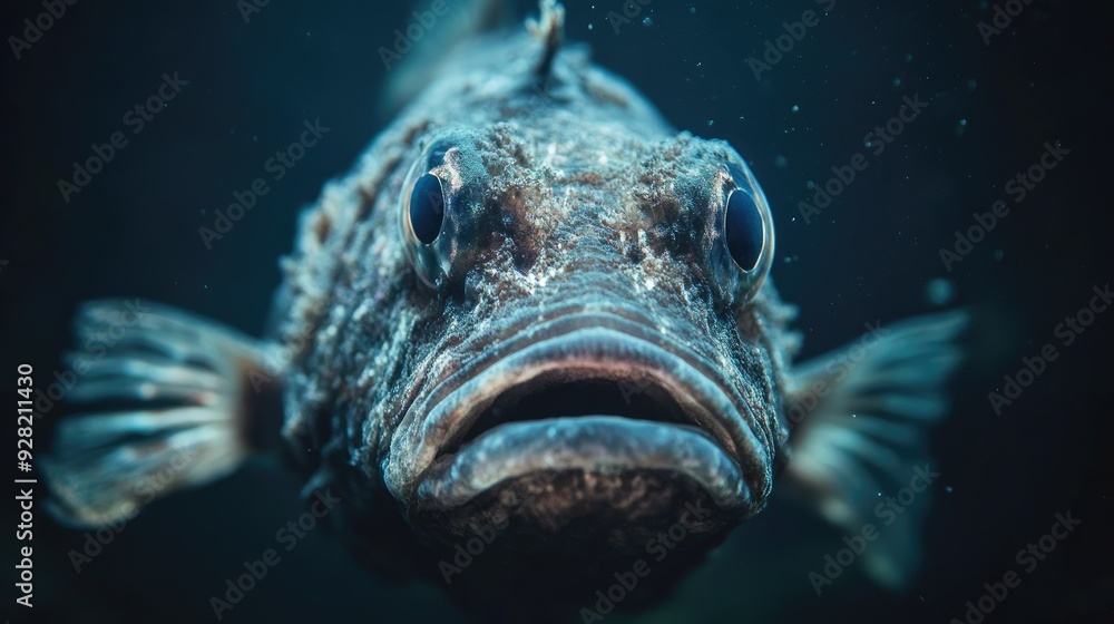 Close-up of a strange, otherworldly fish in the remote depths of the ...