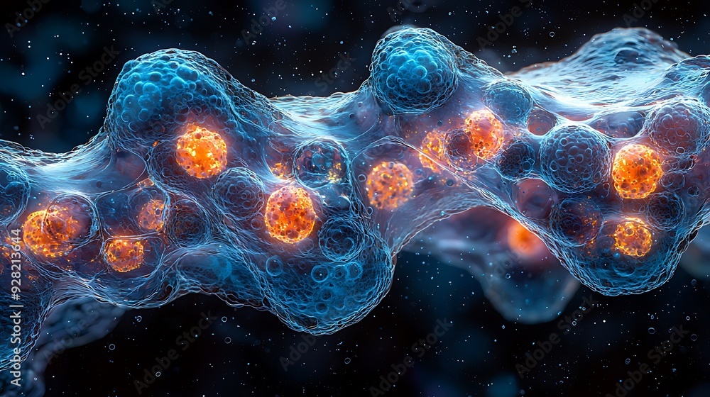 High-resolution microscope image of detailed cell membranes, showcasing ...