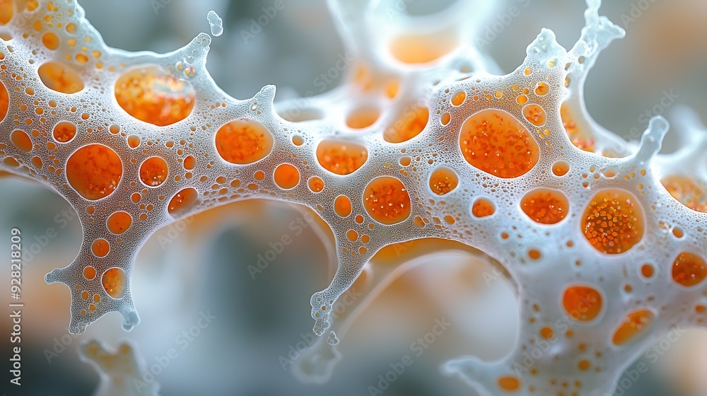 High-resolution microscope image of detailed fungal hyphae, with ...