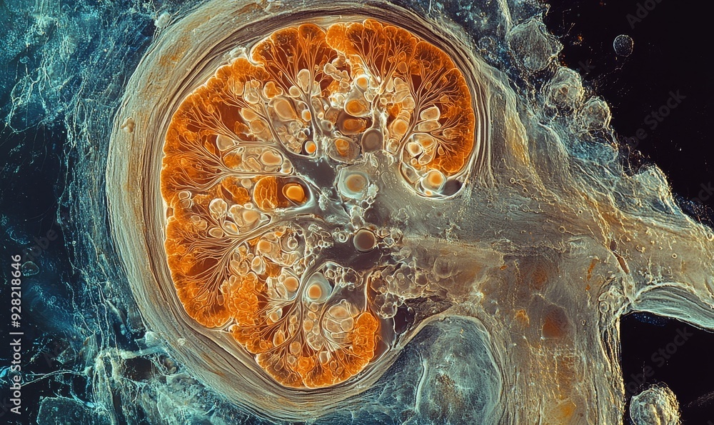 Renal pathology image displaying chronic kidney disease effects on ...