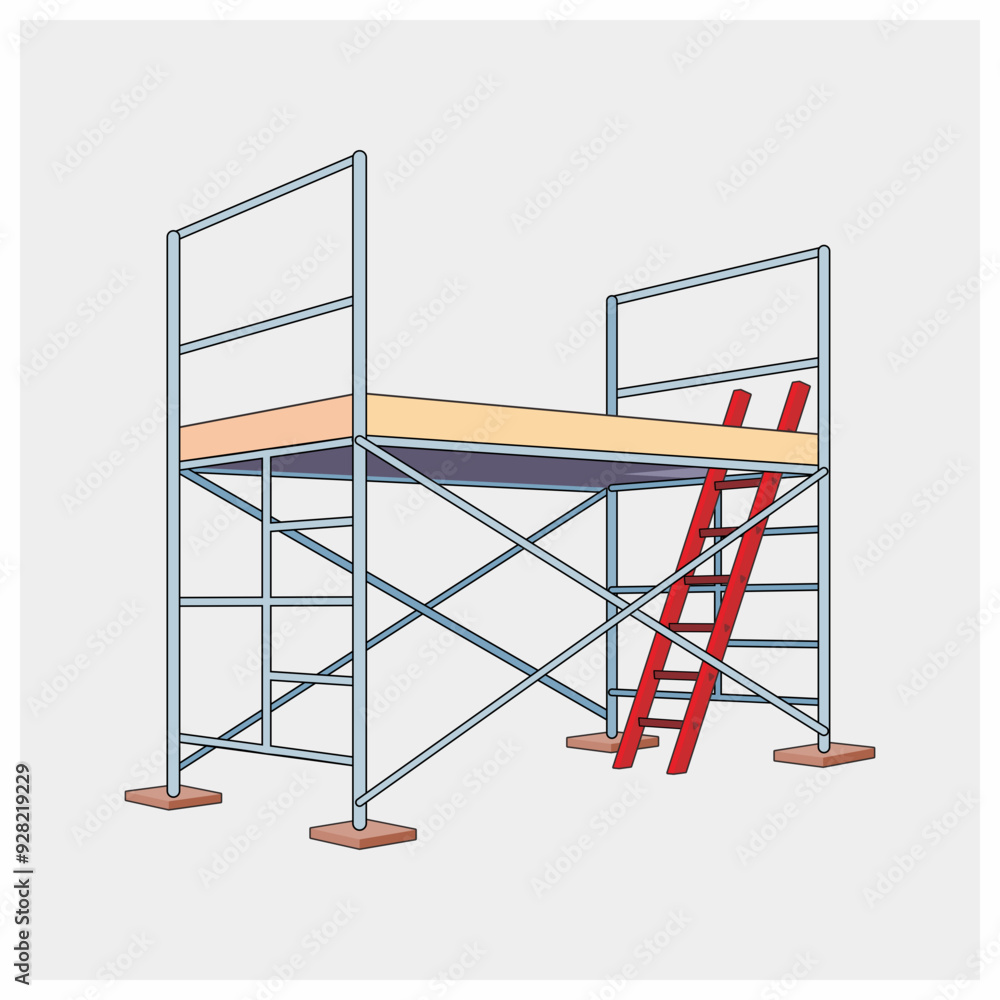 Missing handrail of scaffolding for construction work vector ...