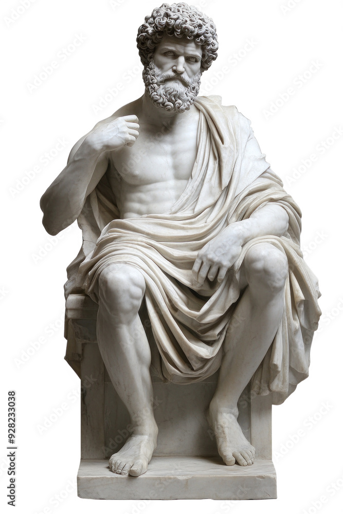 Marble statue of a seated philosopher showcasing realism and intricate ...