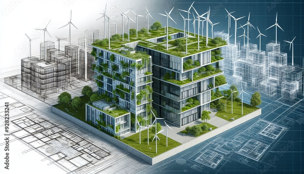 Photo & Art Print Eco-friendly urban architecture concept showcasing ...