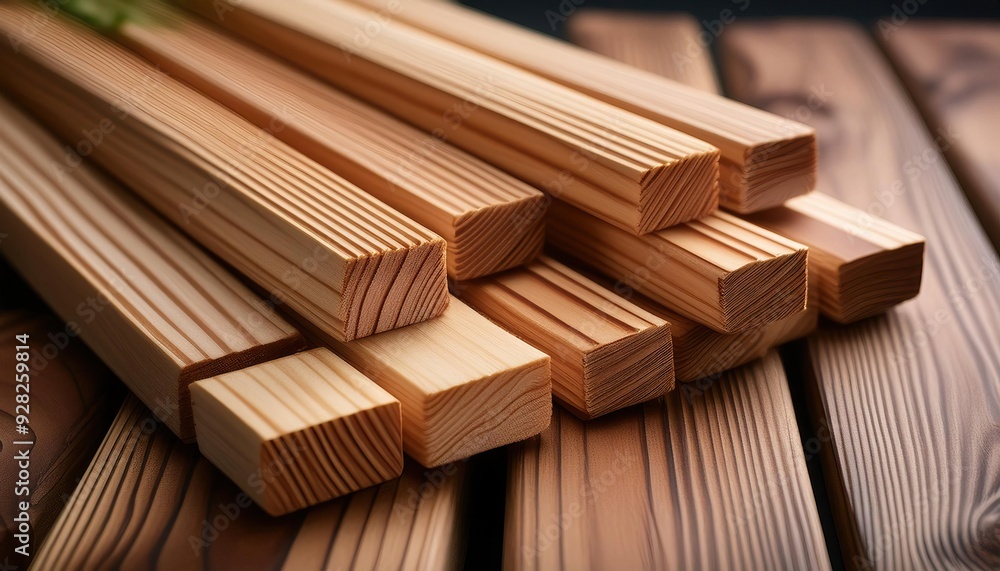 Wooden lumber, industrial wood billets, timber planks. Natural texture ...