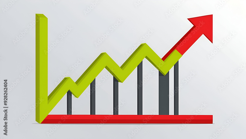 Graph going Up and Down sign with green and red arrows vector. Flat ...