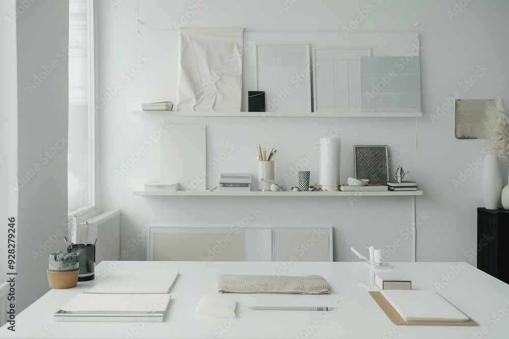 Photo & Art Print Clean and uncluttered white office space with a white ...
