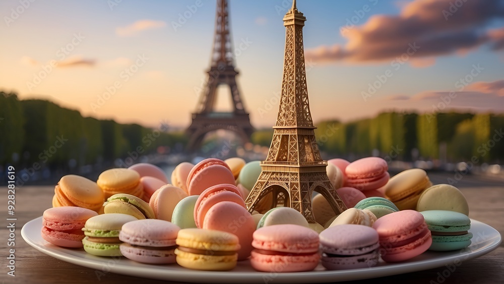 The Eiffel Tower in Paris is made entirely of colorful French highly ...