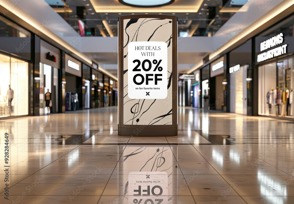 Screen Mall Digital Ad Sign Mockup With Generative AI Stock Template ...