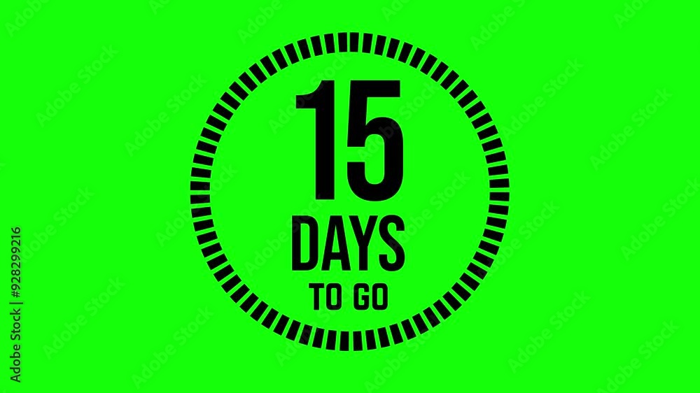 15 days to go, 15 days count 2D animation, motion graphics running numbers counting days, 15 ...