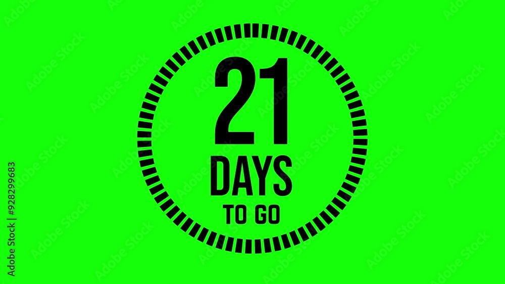 21 days to go, 21 days count 2D animation, motion graphics running numbers counting days, 21 ...