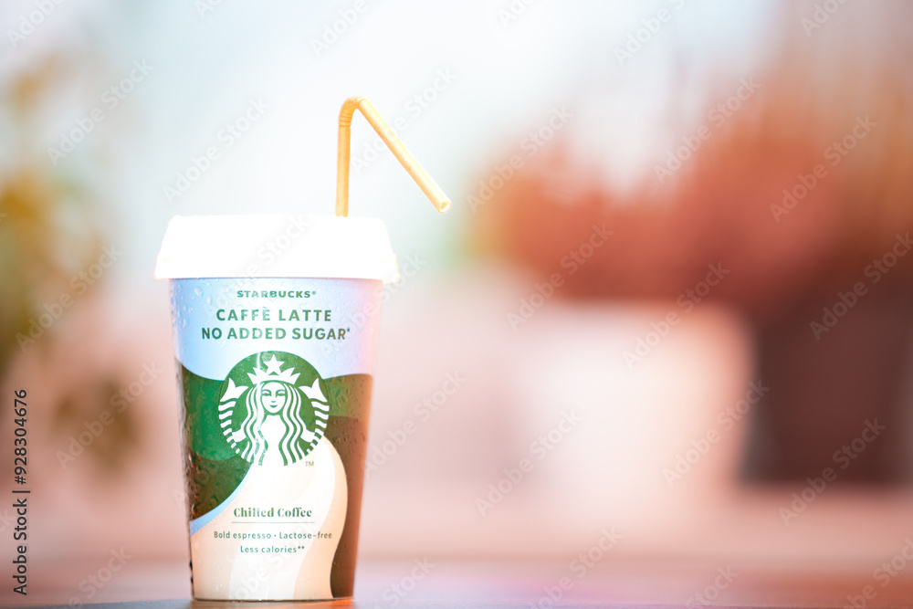 Cold Cafe Latte Cup from Starbucks in its single serving version ...