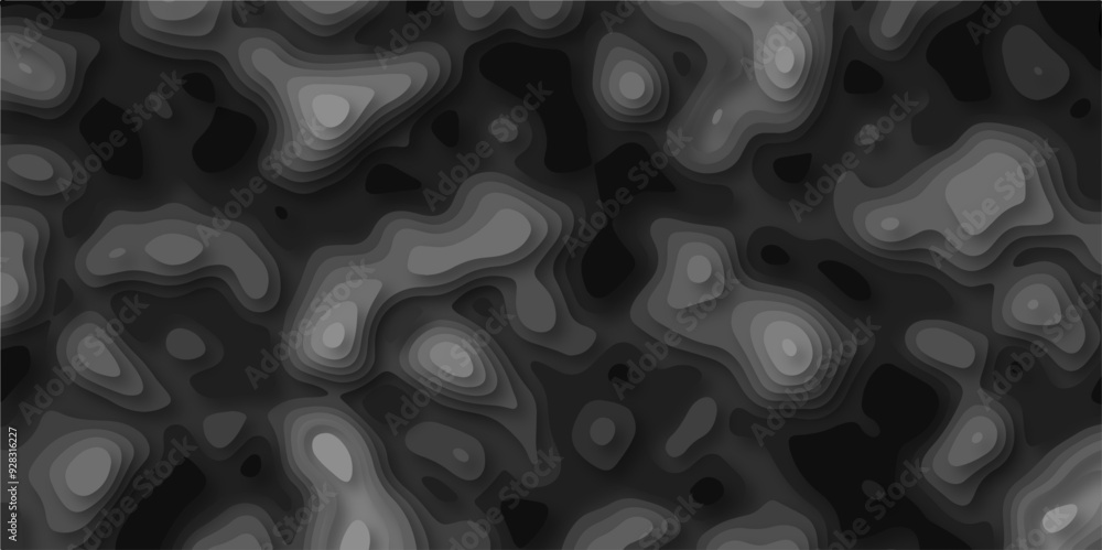 3D Stylized topographic contour map. Abstract lines or wavy backdrop ...